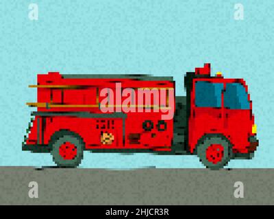 Firefighter pixel game style illustration. Vector pixel art design. 8 ...