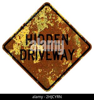 A hidden driveway road sign Stock Photo - Alamy