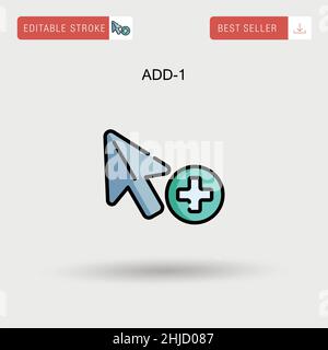 Plus one, Add one icon sign. A set of nine different colored labels ...