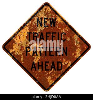New Traffic Pattern Ahead sign Stock Photo - Alamy