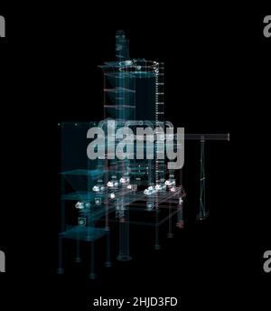 Particle hologram industrial equipment, valves, pipes and sensors Stock ...