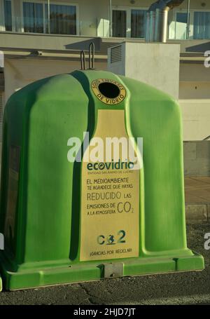 Recycling waste bins at Playa de los Ingleses, Maspalomas, Gran Canaria ...