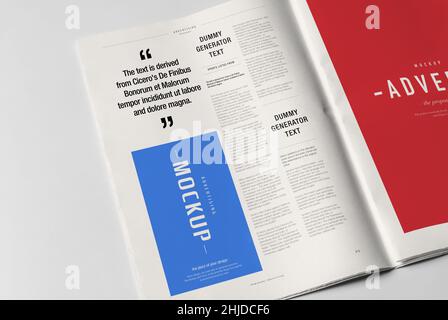 Newspaper Advertising Magazine Brochure Mockup 3D Rendering White ...