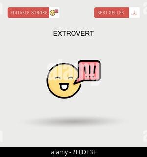 Extrovert mindset, human temperament flat vector icon. Outgoing ...