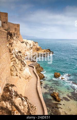 City walls with beach in Melilla, Spanish province in Morocco Stock ...