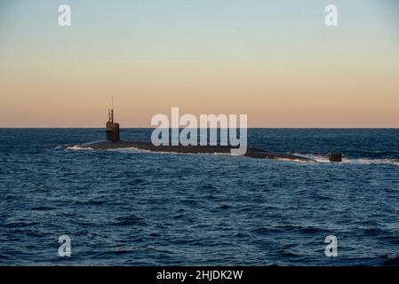 ATLANTIC OCEAN (Jan. 24, 2022) Sailors assigned to the Blue Crew of the ...