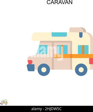 RV motorhome vector template with simple colors without gradients and ...