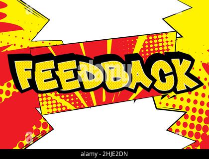Feedback. Comic book word text on abstract comics background. Retro pop ...