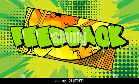 Feedback. Comic book word text on abstract comics background. Retro pop ...
