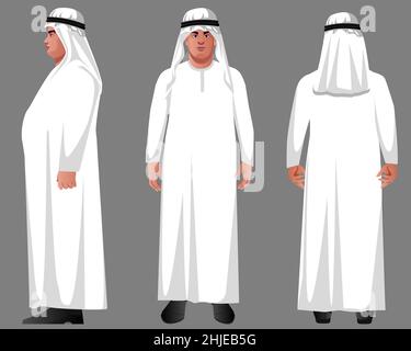 front, side and back view of islamic person Stock Vector Image & Art ...