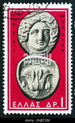 GREECE - CIRCA 1959: a stamp printed in the Greece shows Aphrodite and ...