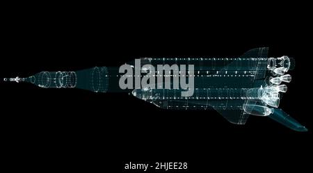 Abstract space rocket and shuttle. All of the particles Stock Photo - Alamy