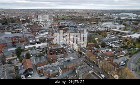 Aerial view of Hoddesdon town from College road Stock Photo - Alamy