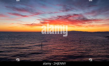 Italy, Genoa: a wonderful sunset on the Ligurian sea seen from the ...