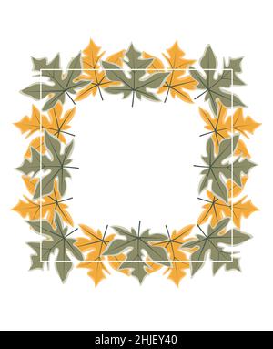 Green Square Floral Border Frame And Pink Peach Cherry Blossom ...