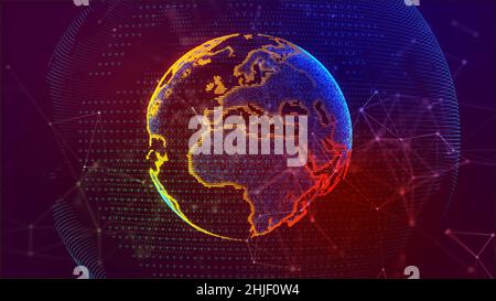 Earch globe, world map point, line, composition representing global ...