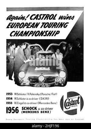 Castrol Engine Oil vintage advert - Ford Rally Team 1950s Stock Photo ...