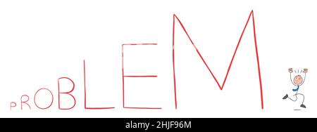 Stick man thinking about a solution to a question, man and question ...