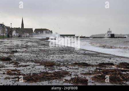 Largs, Scotland. 29th, January, 2022. Storm Malik hits the west coast ...