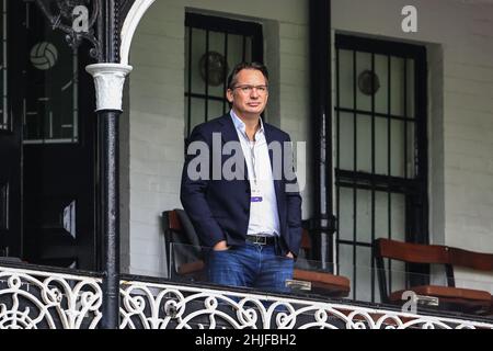 Simon Sadler owner of Blackpool arrives at Craven Cottage Stock Photo ...