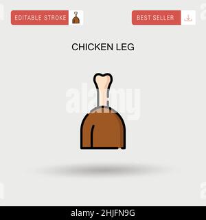 Chicken leg Simple vector icon. Illustration symbol design template for ...