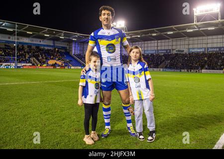 Stefan Ratchford (1) of Warrington Wolves and his children ahead of his ...