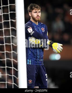 Blackpool goalkeeper Daniel Grimshaw during the Sky Bet Championship ...