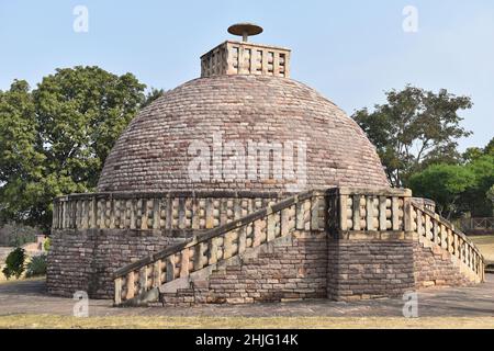 Sanchi Stupa is a Buddhist stone structure located on a hilltop at ...