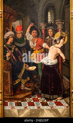 Bartolomé Bermejo, The flagellation of Saint Engracia. 1474-1477, oil ...