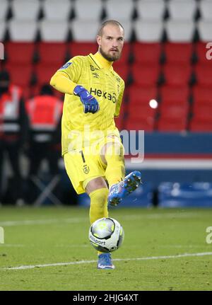 Goalkeeper of Reims Predrag Rajkovic during the French championship ...