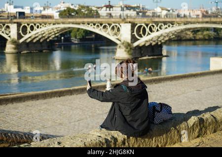 Seville, Spain. 28th Jan, 2022. A replica of 'Nao Victoria' seen in ...