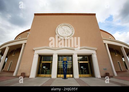 Rear entrance to the Roundhouse, New Mexico state capitol building in ...