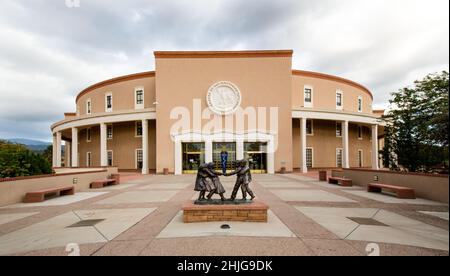 Rear entrance to the Roundhouse, New Mexico state capitol building in ...