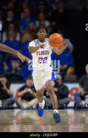 January 29, 2022: Florida Gators forward Anthony Duruji (4) runs the ...