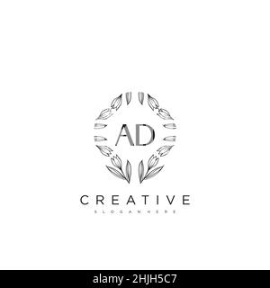 AD Initial Letter Flower Logo Template Vector premium vector Stock ...