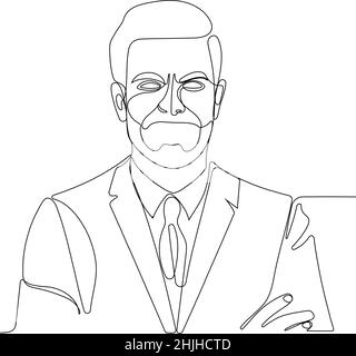 Negotiation or Job Interview, One Man Sitting at Table Against Group of ...