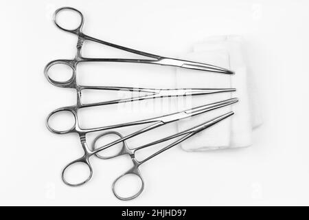 Surgical instruments on sterile surgical field hospital center Stock ...
