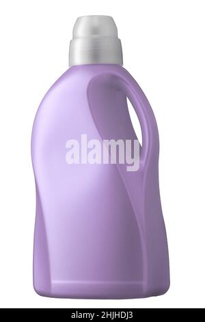 Purple plastic bottle of detergent or fabric softener, isolated on a ...