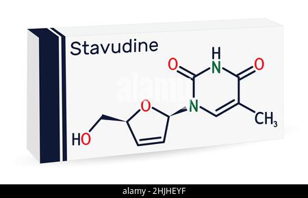Stavudine, d4T molecule. It is dideoxynucleoside used in the treatment ...