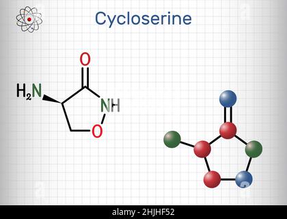 Cycloserine molecule. It is broad-spectrum antibiotic used in the ...