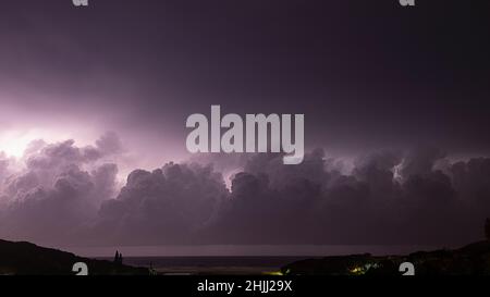 Ethereal looking lightning storm over Bonza Bay River Mouth in East ...