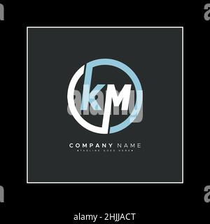 km k m alphabet letter logo icon combination design with rainbow color ...