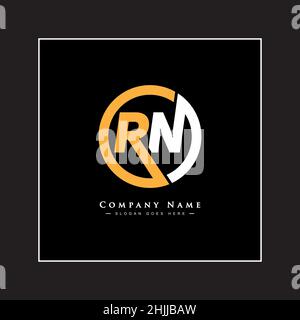 Initial RN logo template with modern frame. Minimalist RN letter logo ...
