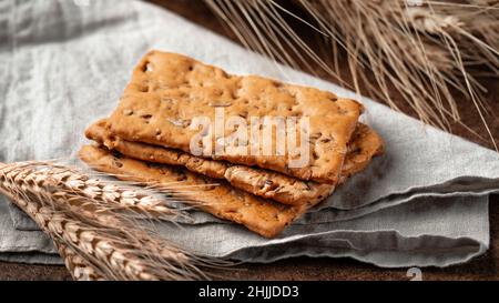 Fresh baked flat multigrain bread Stock Photo - Alamy