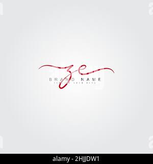 Initial Letter ZE Logo - Handwritten Signature Style Logo - Simple ...
