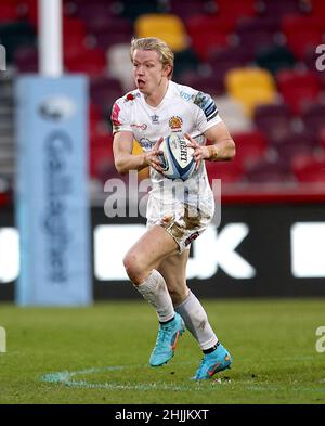 Exeter Chiefs Josh Hodge in action during the Saracens vs Exeter Chiefs ...