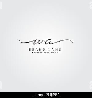 Initial Letter WA Logo - Hand Drawn Signature Logo - Simple Vector Logo ...