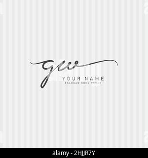 Initial Letter GW Logo - Handwritten Signature Style Logo - Minimal ...