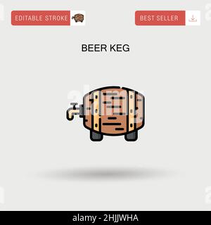 Silver metal beer keg with tap. Vector clipart. Illustration оn blank ...