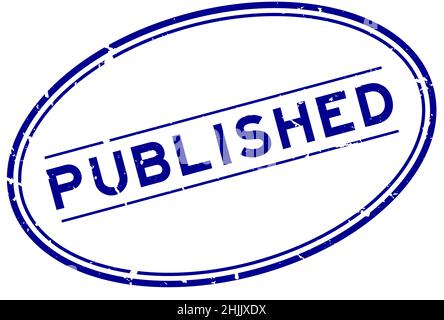 Grunge blue published word rubber seal stamp on white background Stock ...